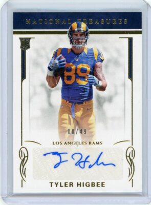 2017 Panini National Treasures Gold Rookie Autograph #158 Tyler Higbee ...