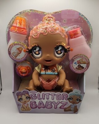 MGA'S Glitter BABYZ Solana Sunburst Baby Doll with 3 Magical Color ...