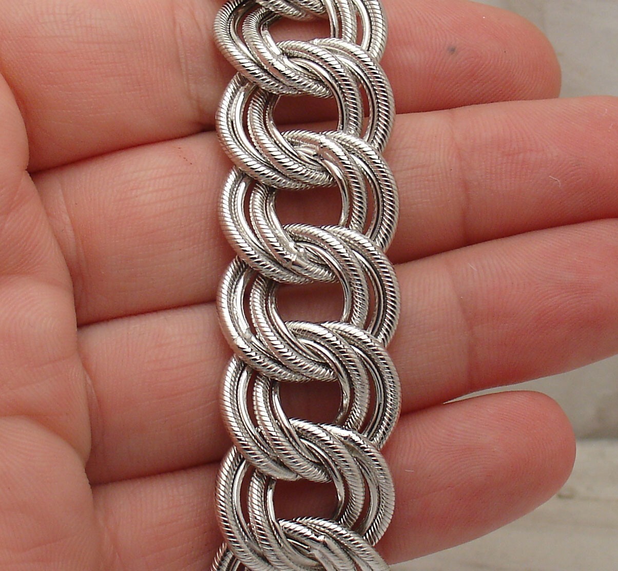 Technibond Bold Textured Multi Curb Link Bracelet Anti-Tarnish Real 925 ...