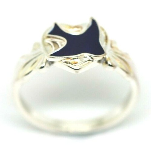 Size P Sterling Silver Single Heart Signet Ring Enamel Blue Bird - Free ...