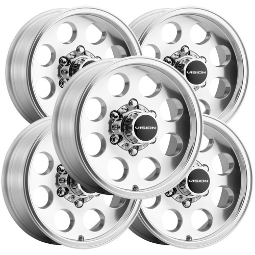 (Set of 5) Vision 56 Midway 15x10 6x5.5" -25mm Polished Wheels Rims 15 ...