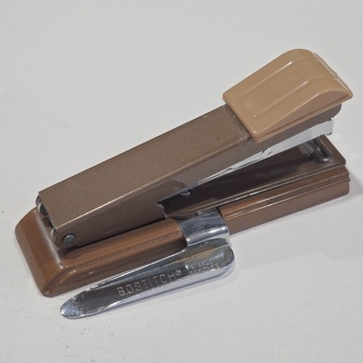 Vtg Bostitch Metal Desk Stapler With Remover Tan Mid Century Art Deco ...