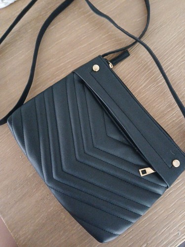 PRIMARK Black Small Purse Shoulder Bag With Golden Accents 9x 7.5 Inch ...