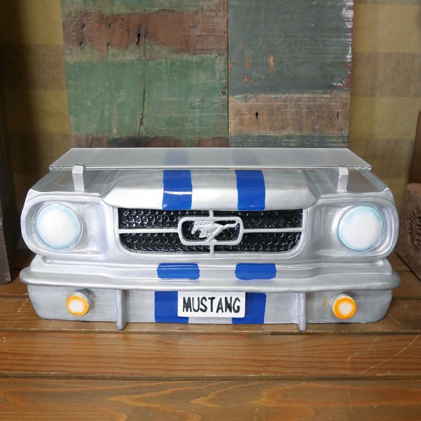 CAR HEAD SHELF MUSTANG COUPE Wall Shelf Silver Blue Display Rack Object ...