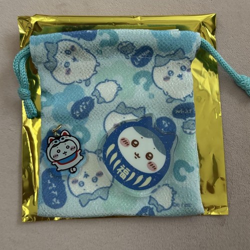 Chiikawa Mochi 3pcs Chirimen Mini Drawstring Bags w/ Acrylic Charms Set ...