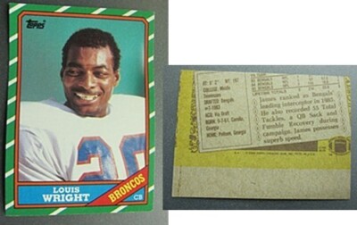 Topps 1986 LOUIS WRIGHT #120 Denver Broncos ERROR BACK | eBay