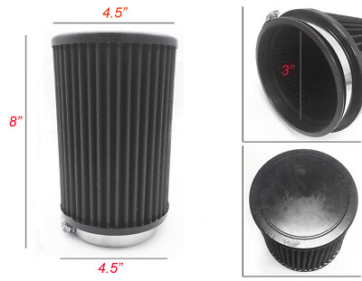 Tall Black 3 Inch 3" 76mm Cold Air Intake Cone Filter For BMW M3 M5 M6 ...