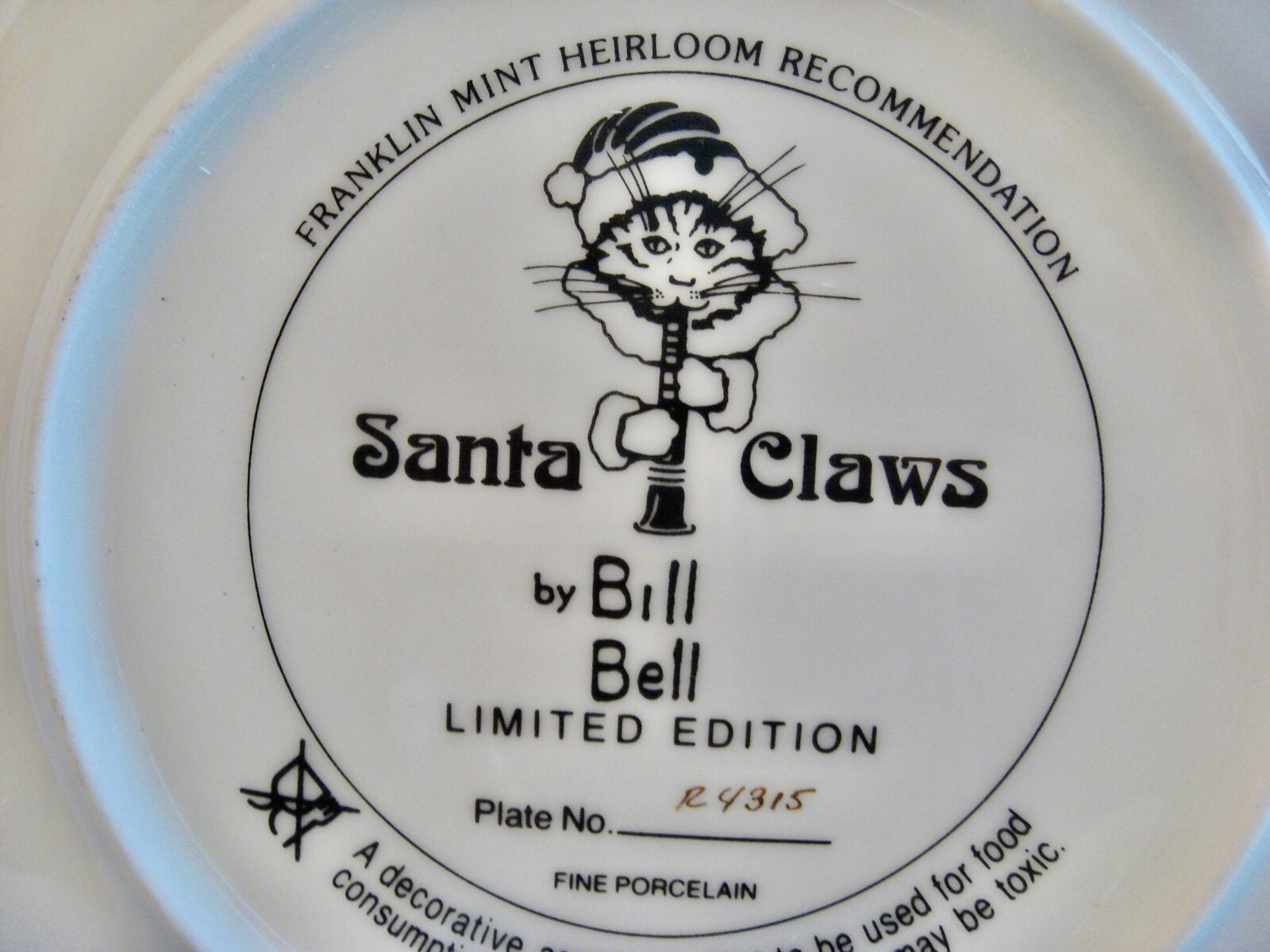 BILL BELL Santa Claws & Ave Meow-A Collector Plates Cat Kitten Franklin ...