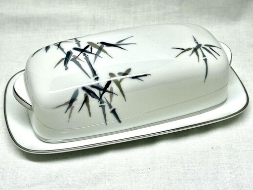 NORITAKE China Butter Dish w cover Bamboo 2133 Momiji Maple 2504 Japan ...