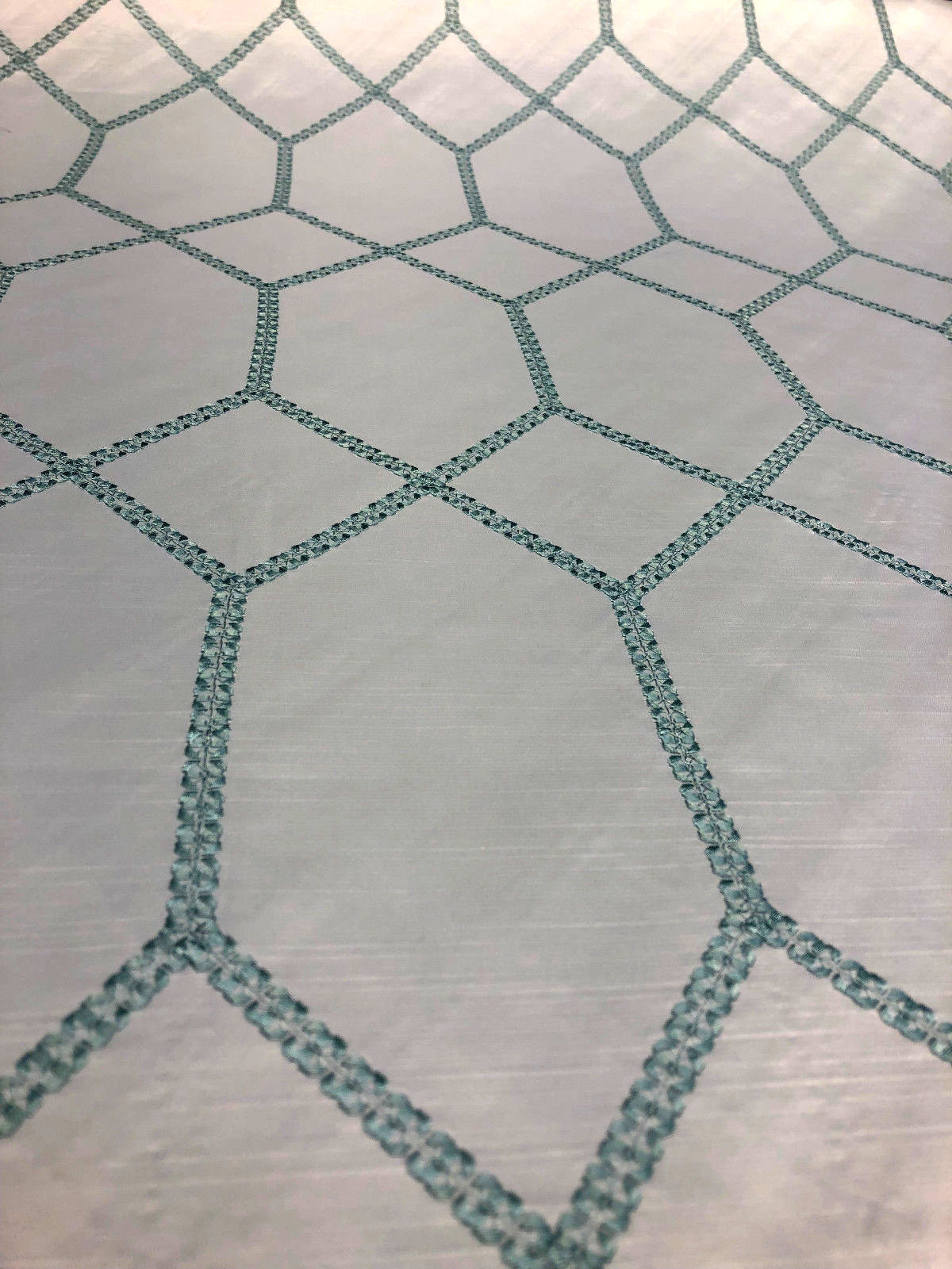 Fabricut Avalon Sky Blue Geometric Embroidery Jacquard Fabric by the ...