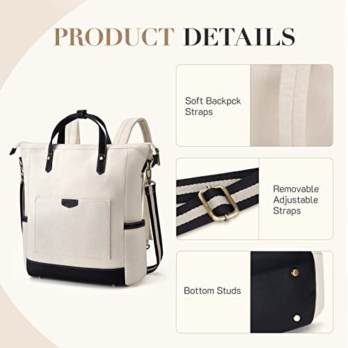 Backpack Purse for Women Convertible Canvas Backpack Tote Handbag Black ...