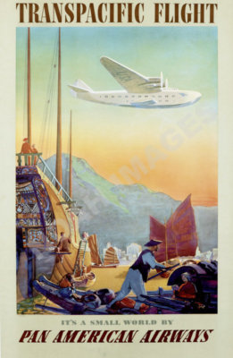 Trans Pacific Flight vintage air travel poster repro 16x24 | eBay