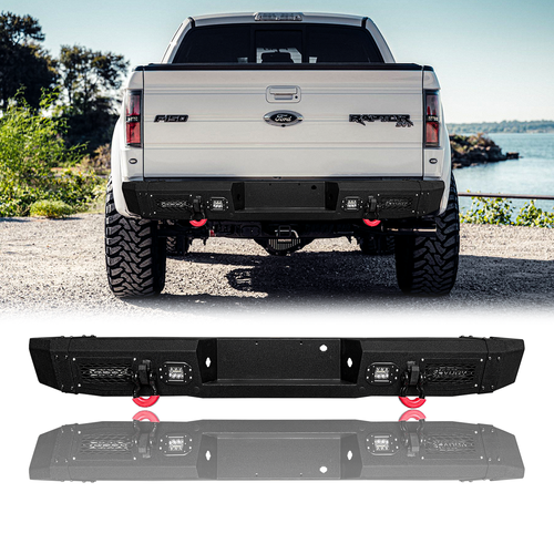 Vijay For 2010-2014 Ford F150 Raptor SVT Steel Rear Bumper W/LED Lights ...