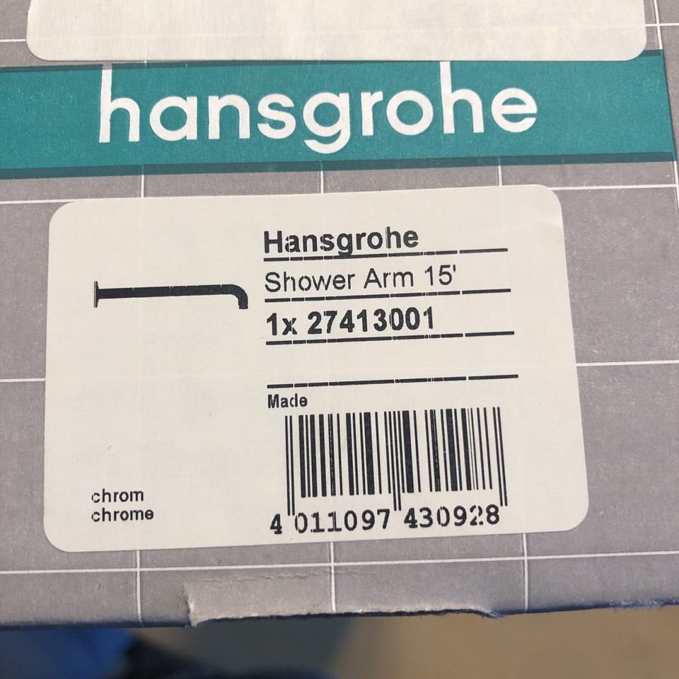 Hansgrohe Raindance 27413001 15" Shower Arm - Polished Chrome | eBay