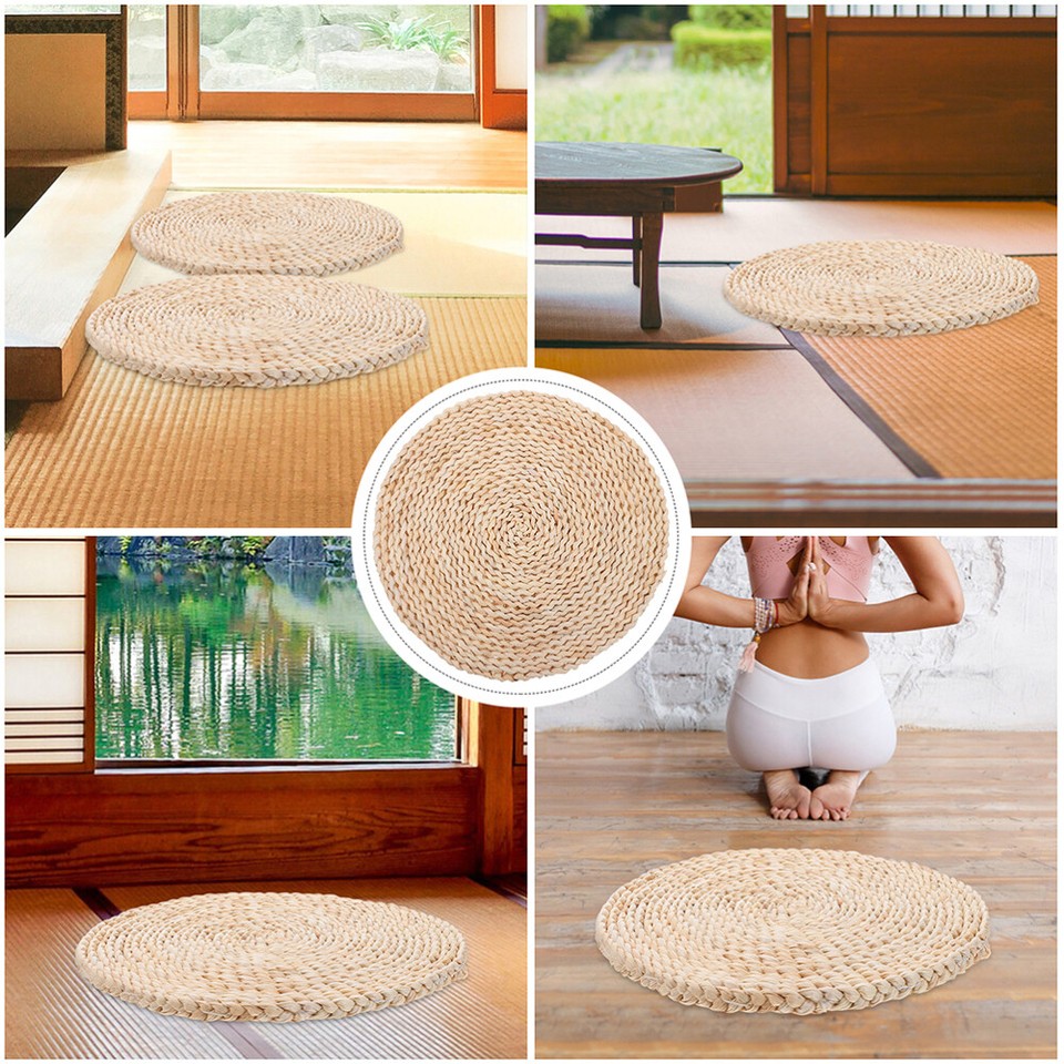 Natural Cattail Mat Cushion Pouf Straw Floor Cushion Yoga Meditation ...