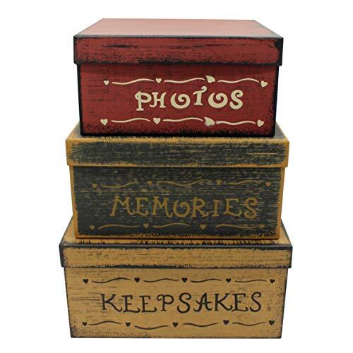 Primitive Vintage Square Photos Memories Keepsakes Cardboard Nesting ...