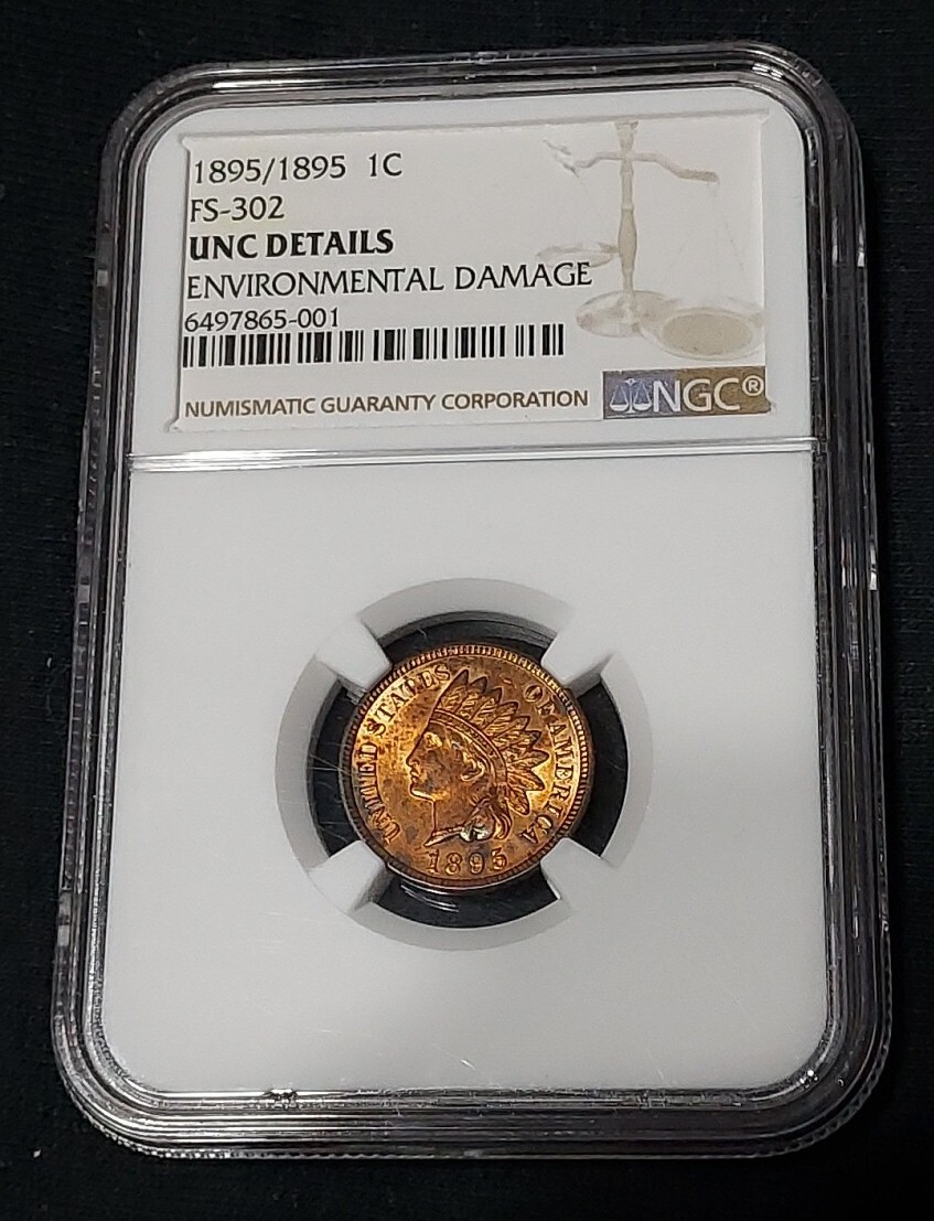 ***RARE*** 1895 / 1895 FS-302 INDIAN HEAD PENNY CENT NGC UNC DETAILS ...