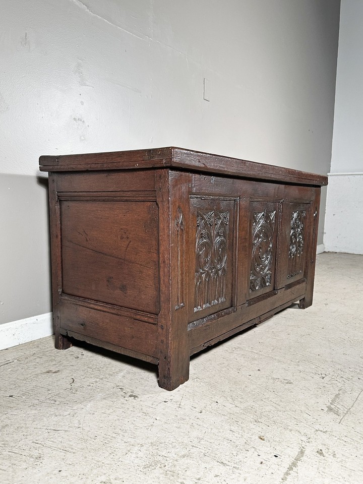 1700's Antique French Gothic Revival Chest/Trunk in Oak Wood | eBay
