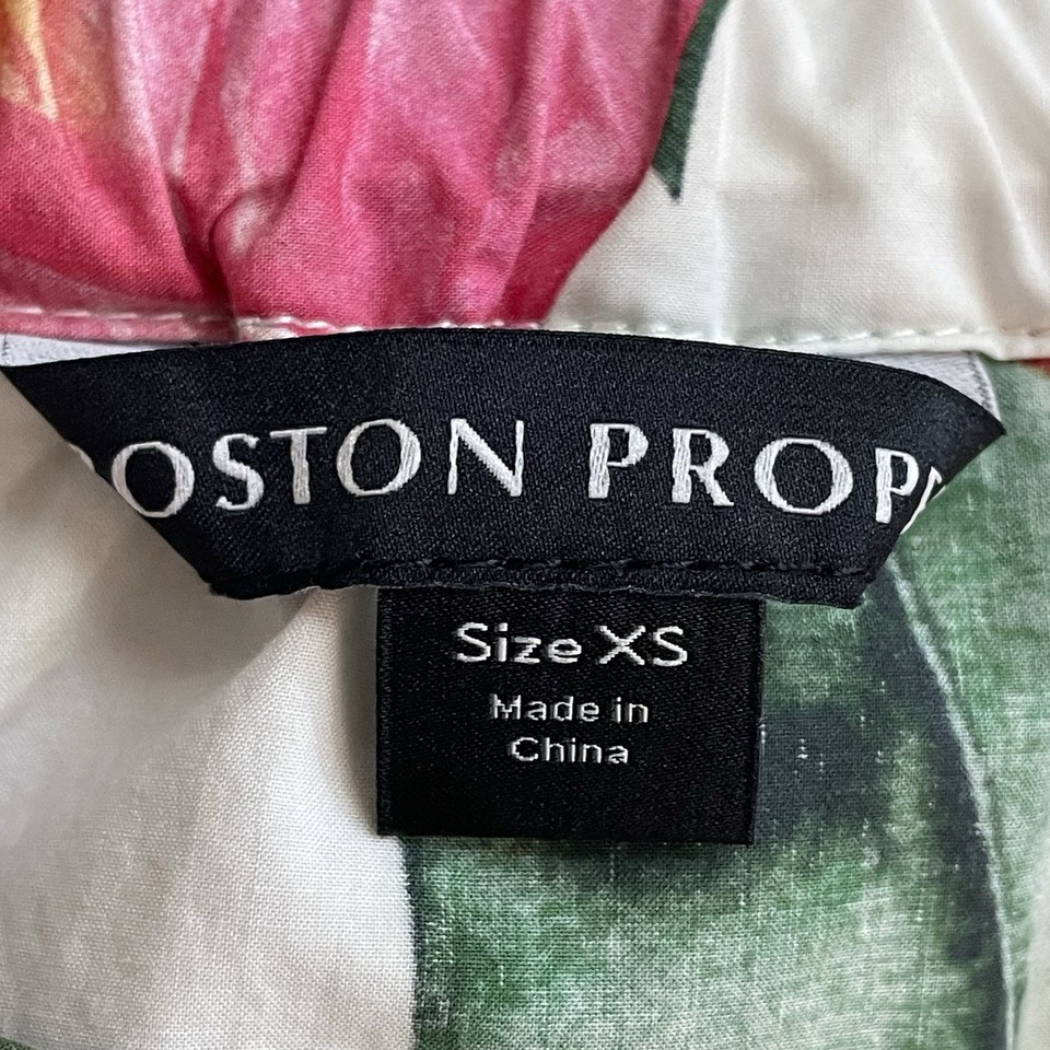 Boston Proper Size XS Tropical Oasis Tiered Poplin Midi Skirt Resort ...