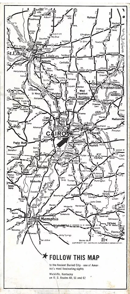 Vintage 1947 Wickliffe Kentucky Ancient Buried City Brochure Map Indian ...