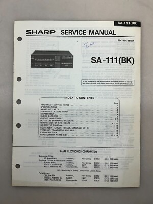 Sharp SA-111 Original Service Manual Free Shipping | eBay