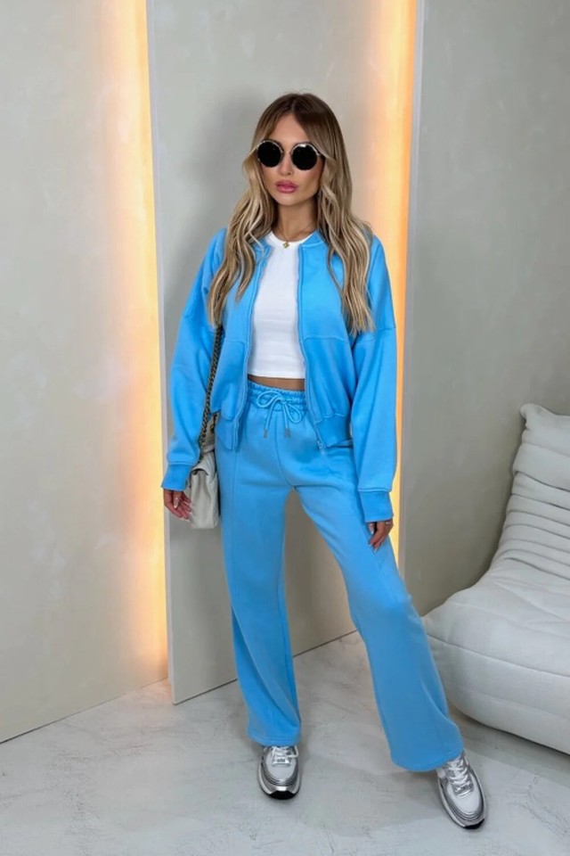 Women Bomber Oversize Baggy 2 Piece Lounge Wear Casual Set Ladies Suit ...