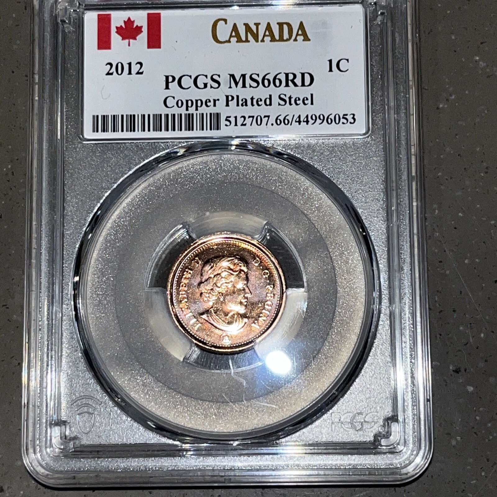 2012 CANADA 1 CENT PCGS MS66 RD TWO COIN SET 1 ZINC & 1 STEEL LAST YEAR ...