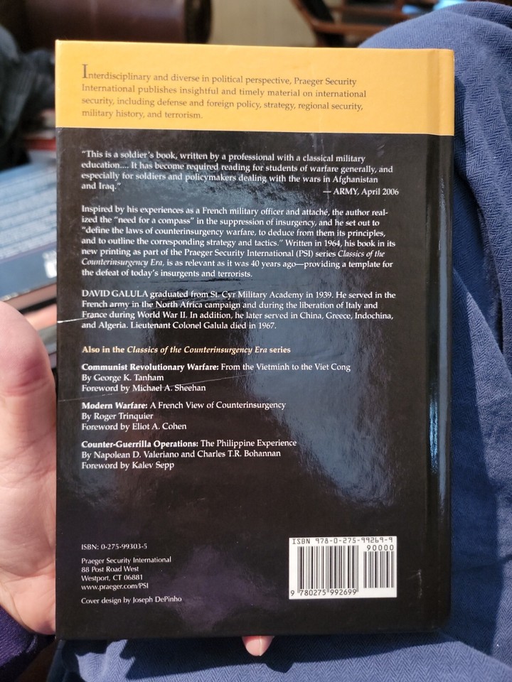 Counterinsurgency Warfare: Theory and Practice, David Galula (Hdbk ...