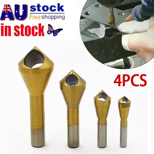 4x Chamfer Ti Drill Bit Set Cutting Metal Tool Countersink Deburring ...