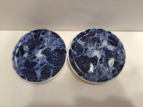 SET OF 2 VILLEROY & BOCH BLUE MARBLE COLORED SMALL PLATES DEPUIS 1748 4 ...