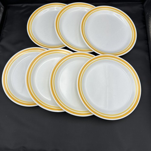 7 Corelle Double Yellow Citrus Stripe Salad Luncheon Plates 8 1/2 in ...