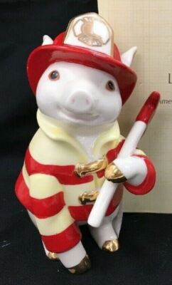 LENOX FIGHTING THE FIRE FIREMAN PIG sculpture -- NEW in BOX with COA | eBay