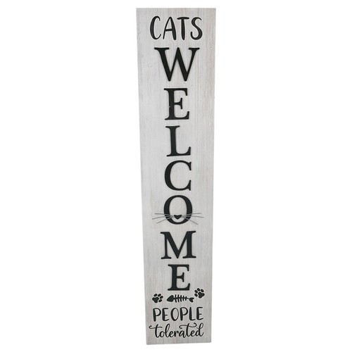 Willow & Silk Wooden Plaque 'Cats Welcome' Sign White Pets Wall Art ...
