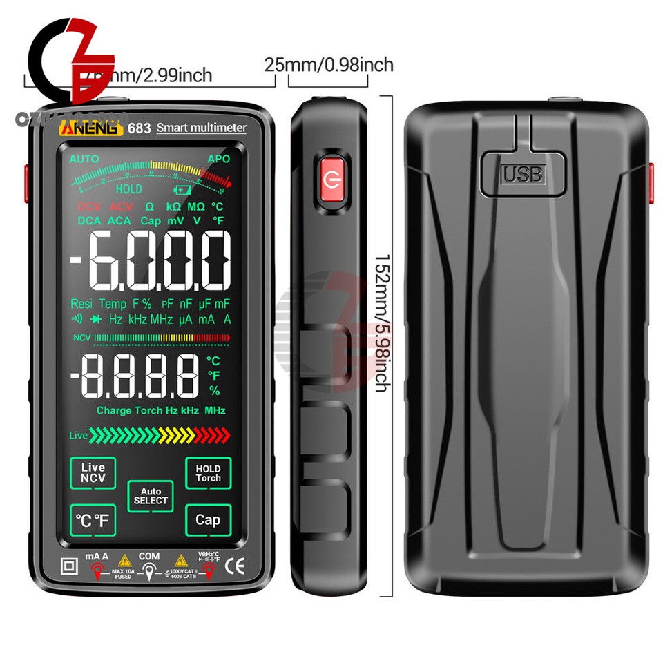 ANENG 683 682 681 Smart Digital Multimeter AC/DC Capacitance Meter ...
