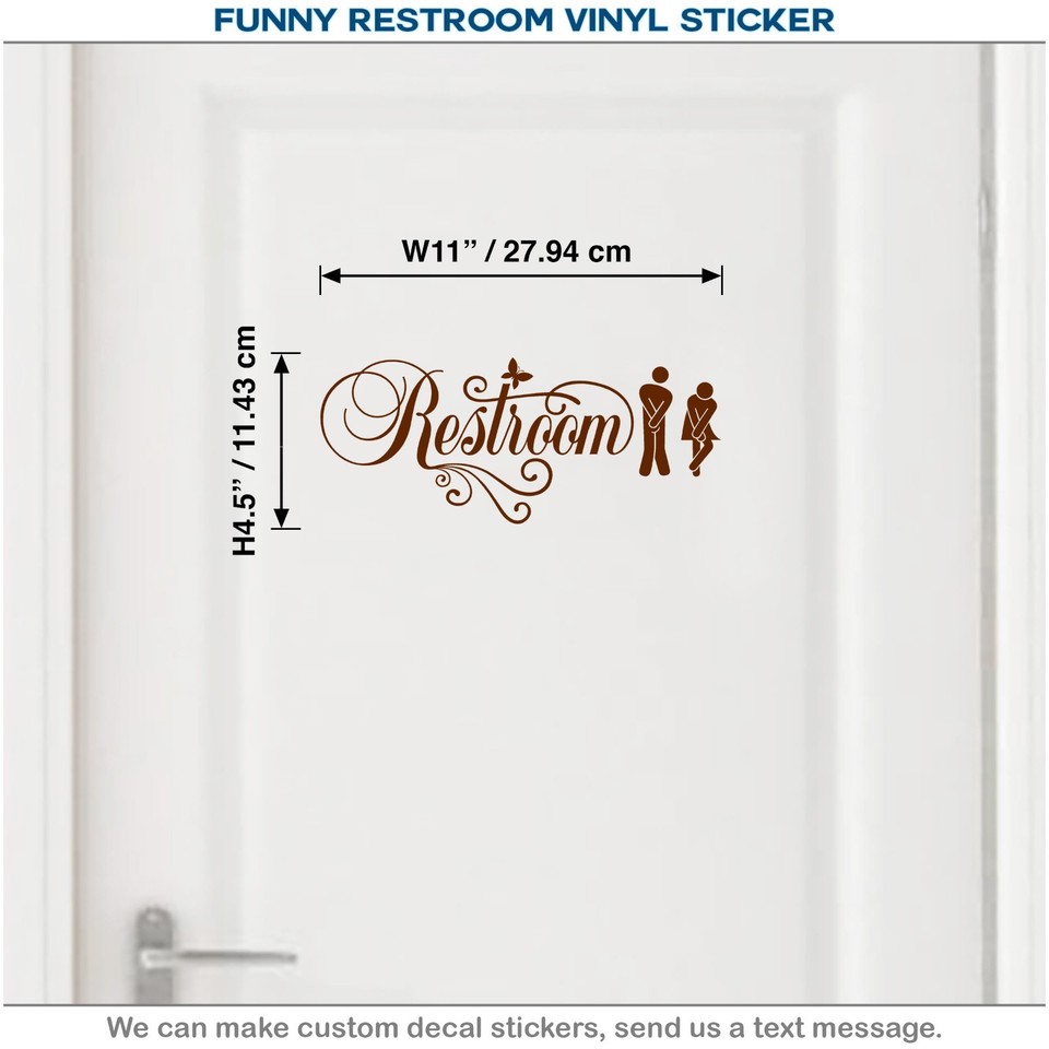 Restroom vinyl Sticker door Bathroom Sign Men Women Restroom Art Decal ...