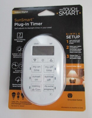 My Touch Smart Sunsmart Plug in Timer Indoor Digital Daily or Weekly ...