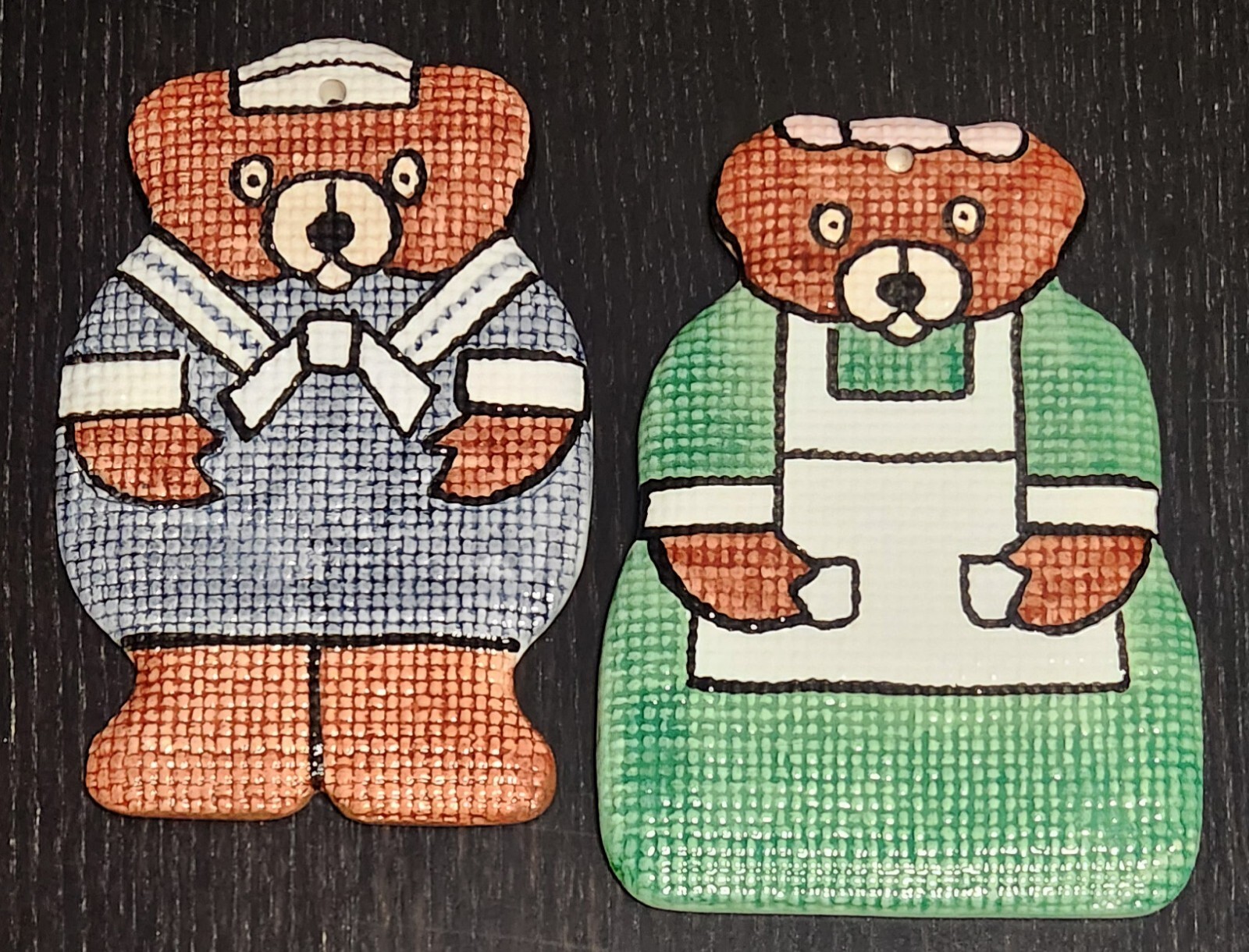 Pair of Rare Vintage Hand Painted Shafford Teddy Bear Spoon Rests or ...