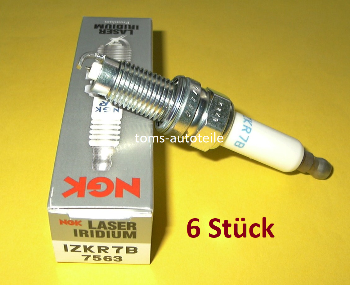 6 NGK Zündkerzen IRIDIUM IZKR7B 7563 für VW EOS 3,2 V6 Golf 4 + Golf 5 ...