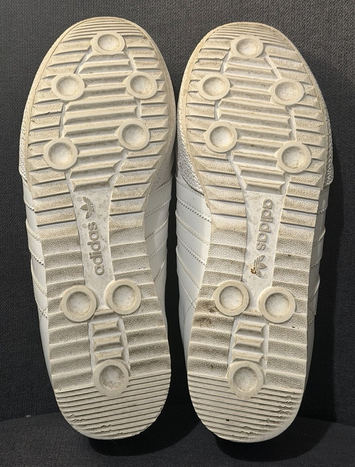 Mens Adidas Super Samba Trainers in Triple White Leather in Size 9 UK ...
