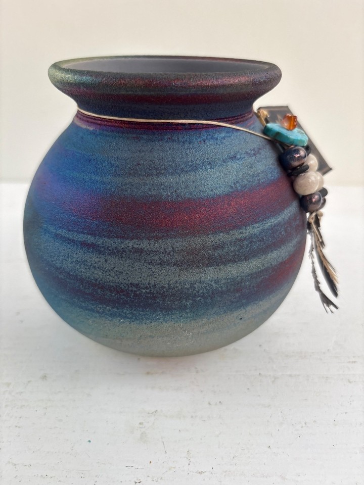 Raku Pottery Spirit Jar By Jeremy Diller With Feather & Stone ...