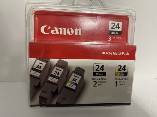 Canon BCI-24 Ink Cartridges Two Black/One Color 3 Pack Brand New ...