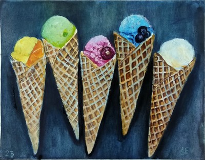 ice cream Artwork Food Wall Art Still Life ice cream Original Hand Oil ...