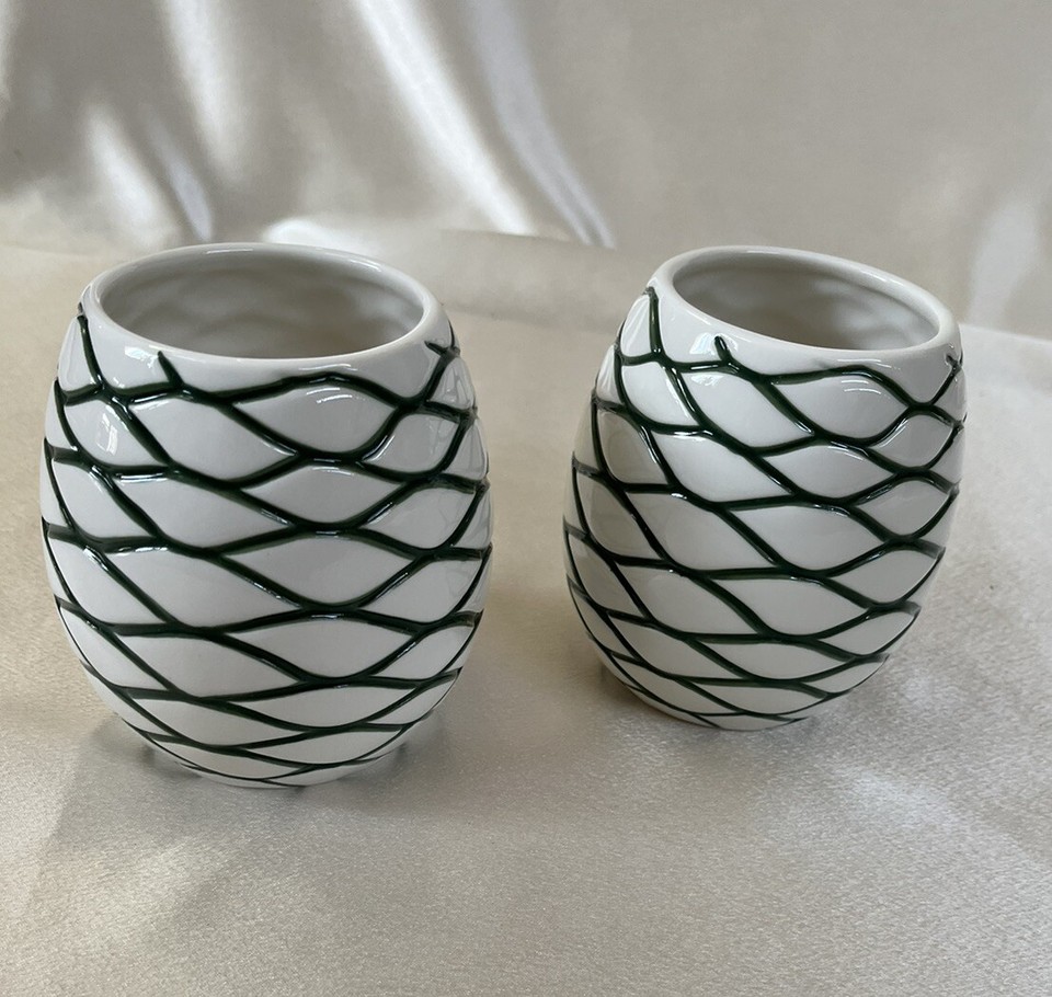 Patron Tequila Ceramic Mugs Cups Bee Logo Green 4.5”T 4”W Drinkware ...