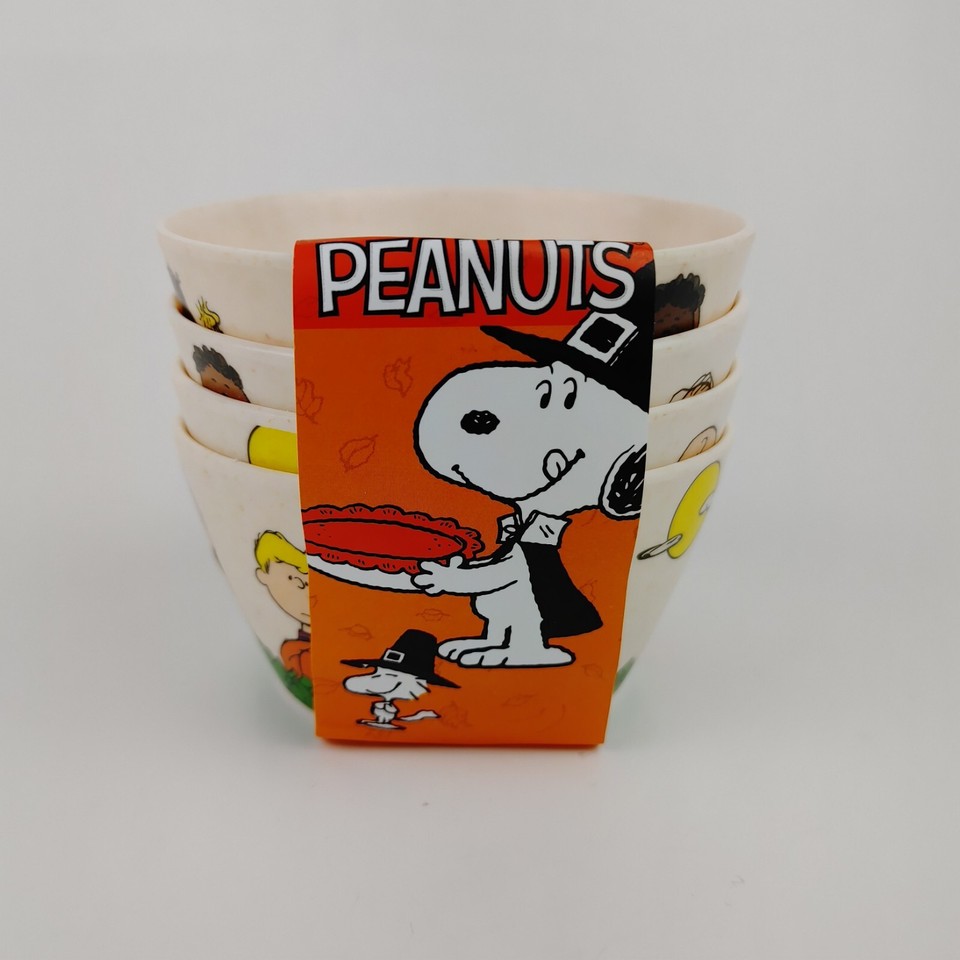 Set of 12 Peanuts Bamboo Bowls & Cups Thanksgiving Great Pumpkin Snoopy ...