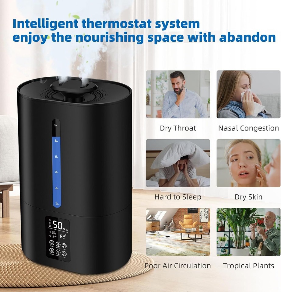 6L Humidifiers for Bedroom Large Room Home, Cool and Warm Humidifiers ...