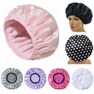 Shower Cap Terry Cloth Lined EVA Exterior Reusable Triple Layer ...