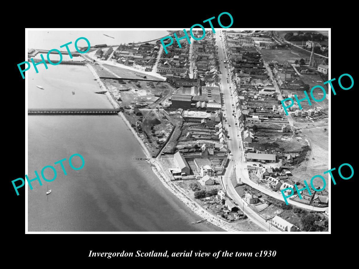 OLD LARGE HISTORIC PHOTO OF INVERGORDON SCOTLAND AERIAL VIEW OF TOWN ...
