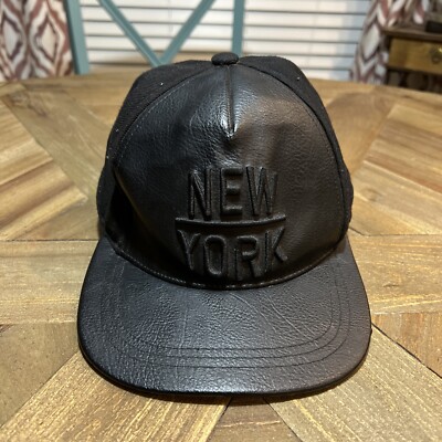H&M Divided Black “Leather” Hat - New York SnapBack | eBay