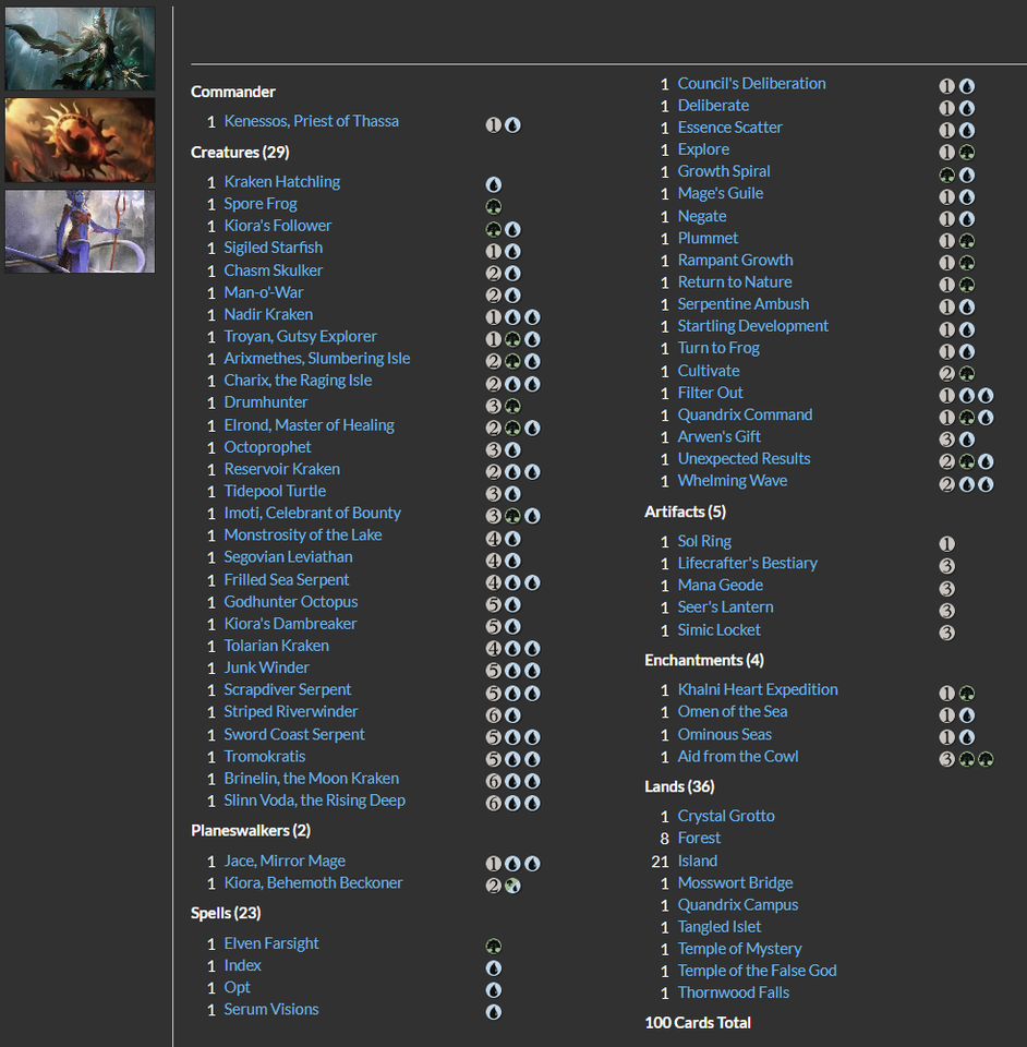 EDH Kenessos, Priest of Thassa Commander Deck, SEA MONSTERS! | eBay