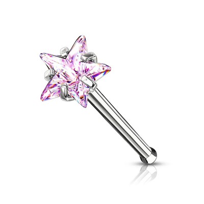 Piercing Nose Rod/Stem Right Zircon Pink Star | eBay